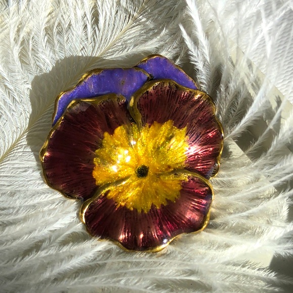 Jewelry | Vintage Enamel Pansy Flower Broach | Poshmark